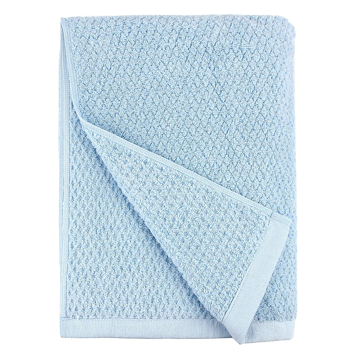 Everplush Diamond Jacquard Quick Dry Bath Towel, 1 Pack, Aquamarine (Light Blue)