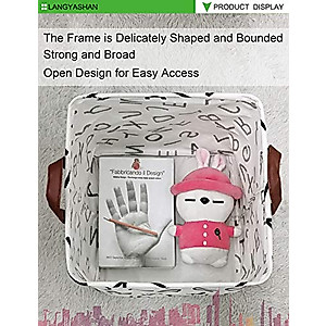 LANGYASHAN Square Storage Baskets Waterproof Canvas Children Laundry Nursery Hamper for Shelves Gift Baskets Toy Organizer Room Decor (Square alphabet)