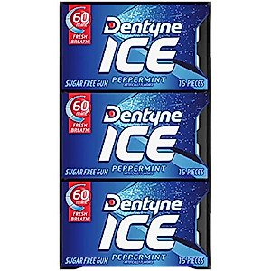 Dentyne Ice Peppermint Sugar Free Gum, 9 Packs of 16 Pieces (144 Total Pieces)