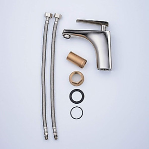 Mixer Tap Chrome All Copper Basin Mixer Faucet Modern Washbasin Tap Sink Hot Cold Water Tap Single Hole Kitchen Fuller Faucet Water Spout Lavatory Bath Sink Faucet with 2 Hose Deck Mounted