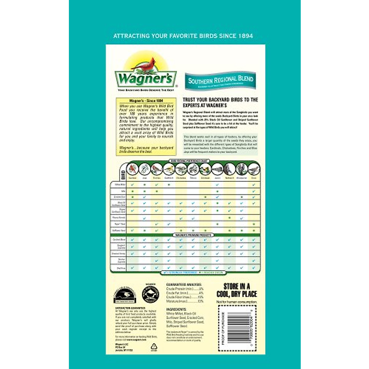 Wagner&#039;s 62012 Southern Regional Blend Wild Bird Food, 20-Pound Bag