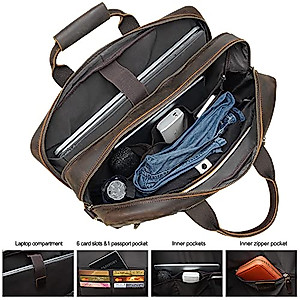 TIDING Leather Convertible Briefcase Backpack for Men Vintage 15.6 Inch Laptop Messenger Bag Business Travel Shoulder Bag
