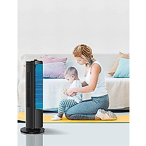 Mainstay 28” Black Tower Fan Model FZ10-19MB for Space Saving Slim Design Saves Energy (Renewed) (Black)