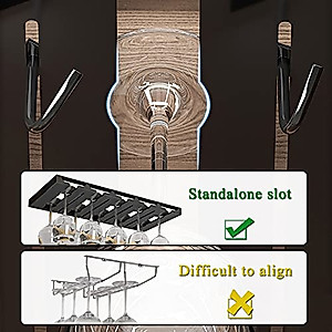 Hanging Wine Glasses Rack Under Cabinet Stemware Storage Hanger 16.54in with 4 Rows Stainless Steel Bar Shelves for Kitchen Restaurant Screw Install,Black,For 1.6 to 3.54 in Base Goblet (HJJ-003)