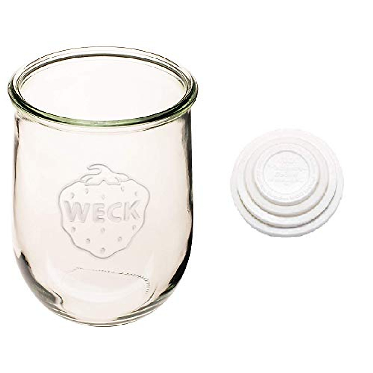 Weck - Large Glass Jars for Sourdough - Starter Jar with Glass Lid - Tulip Jar with Wide Mouth - Weck Jars 1 Liter Includes (Keep Fresh Cover)