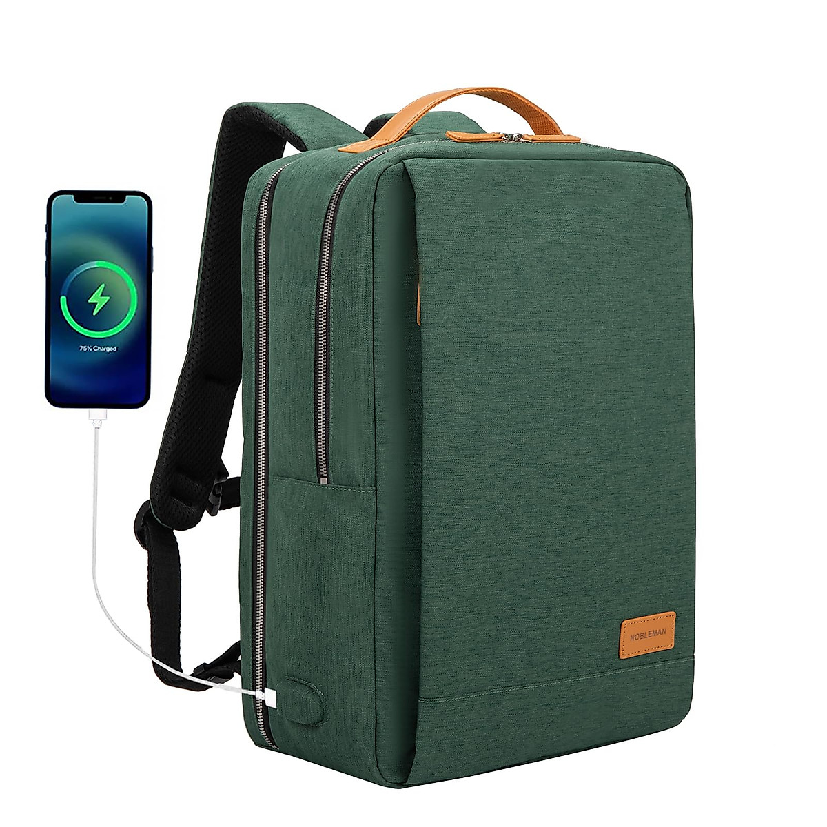 NOBLEMAN Backpack for women and man,15.6 Inch everyday Laptop Backpack, Daypack, with USB travel daypack (Dark Green)