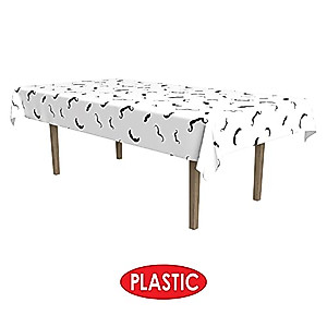 Beistle Moustache Tablecover, 54 by 108-Inch