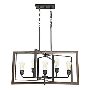 Home Decorators Collection Palermo Grove Collection 5-Light Black Gilded Iron Linear Chandelier