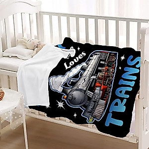 Vajrayogini Just A Boy Who Loves Trains Blanket Soft Lightweight Throw Warm Cozy Plush Blankets for Couch Bed Sofa Practical Gift XS 30×40 in for Leg/Pet