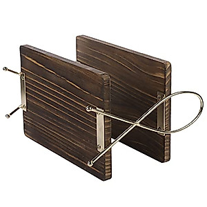 MyGift 2 Tier Burnt Wood and Brass Metal Server Cupcake Holder Stand, Dessert and Appetizer Tower, Buffet Serving Riser Display