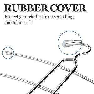 TRUSBER Stainless Steel Clothes Hangers, Premium Metal Coats Hangers with 3 Layers, Tree-Shape, Tree-Type Space Saving for Coats T-Shirts Windbreaker Sweaters – Silver (Pack of 6)