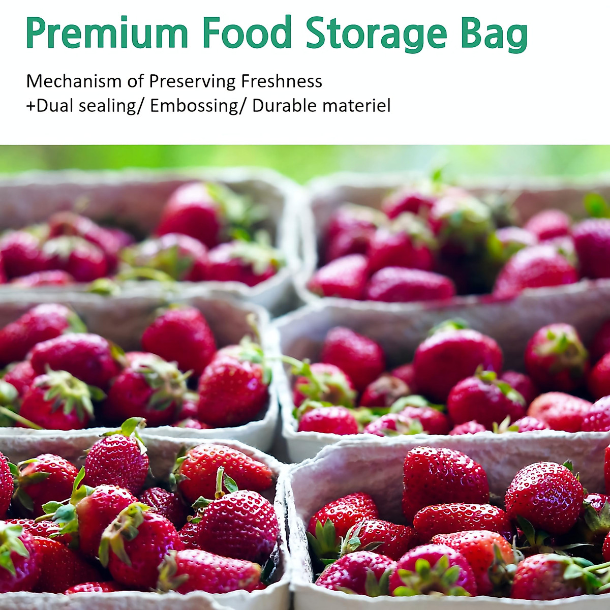 YoojungLab Green, Food Storage Bags, 14.17" 18.11" 100bags, Keep Fresh Produce Bags, Food Saver Storage for Fruits, Vegetables, Flowers, BPA FREE, HDPE, Green-Bag, Plastic Bread Bags, Eco-Friendly