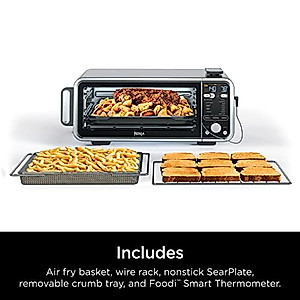 Ninja SP351 Foodi Smart 13-in-1 Dual Heat Air Fry Countertop Oven, Dehydrate, Reheat, Smart Thermometer, 1800-watts, Silver