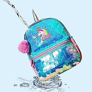 SUNVENO Girls Unicorn Backpacks Preschool Girls Bag Sequins School Bag Toddler Backpack Animal for Children 3-8 Yrs, 12 * 10 * 4.5", Purple