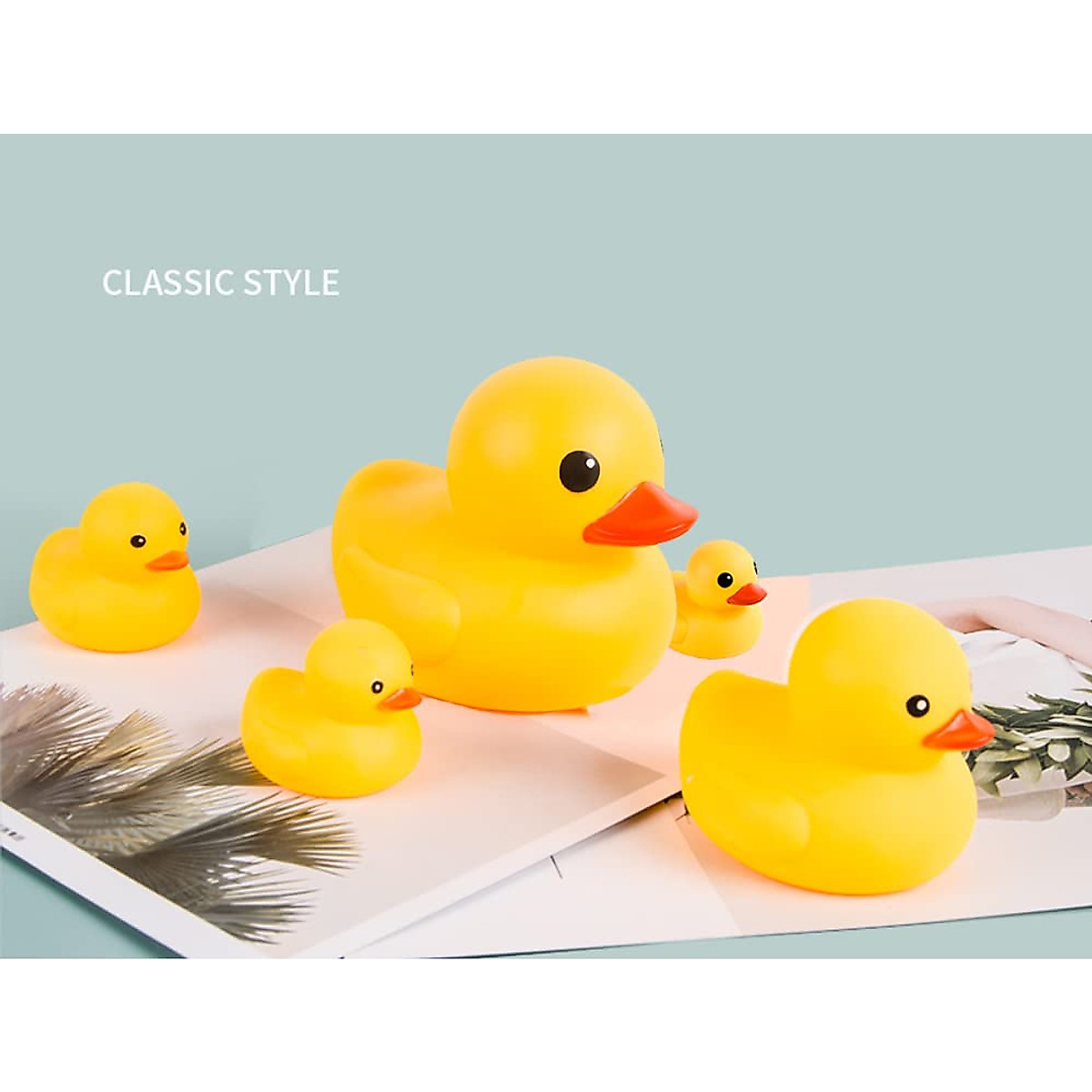 Bath Duck Toys 5 Pcs Rubber Duck Family Squeak Ducks Baby Shower Toy for Toddlers Boys Girls (Yellow Duck Family)