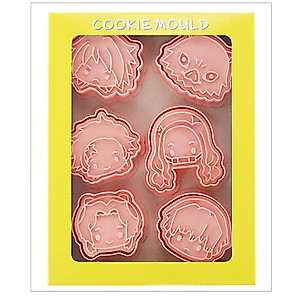 Anime Slayer Cookie Cutter With Plunger Stamps Set,6 Piece Stamped Embossed Cookie Cutter Molds for Biscuit Fondant Cheese Baking Molds