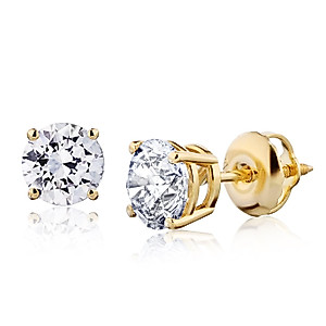 1/2 cttw Natural Diamond Earrings AGS Certified Diamond Stud Earrings for Women 14 Karat White Gold Round Brilliant Shaped Earrings 4 Prong Setting with Screw Back and Post Studs