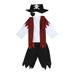 Toiijoy Boys Dress up Trunk 15Pcs Role Play Costume Set-Pirate,Policeman,Soldier,Firefighter Costume for Kids Age 3-6yrs
