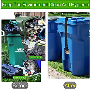 AVIZCVE Trash Can Locks for Animals, Bear Proof Trash Can Lock, Garbage Can Lid Lock for Raccoons, Strong Outdoor Trash Bin Bungee Cord Strap, Adjustable Garbage Can Security Strap-Black