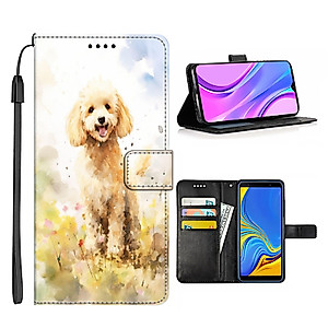 DAFEI Wallet Case for iPhone 6/6s with Poodle Dog-aa43 Pattern PU Leather Flip Folio ID&Credit Cards Pocket Lanyard