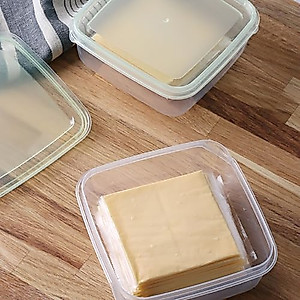 Vellsenne Sliced Cheese Container for Fridge 2 Pack - Cheese Storage Container for Fridge with Lid Cheese Saver Sliced Cheese Holder