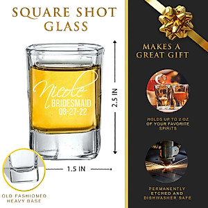 My Personal Memories, Custom Engraved Groomsmen Bridesmaid Shot Glasses - Personalized Square Shot Glass Wedding Party