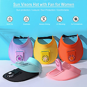 FYANER Sun Visors Hat with Fan for Women - Fan Visor Hat - Three Gear Mediation and Large Area Sun Protection