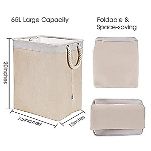 DYD Laundry Basket with Handles & Brackets Small/Large/Tall Hamper for Kid Girl Collapsible Washing Bin Built-in Lining for Bedroom Dorm Toy Clothing Storage