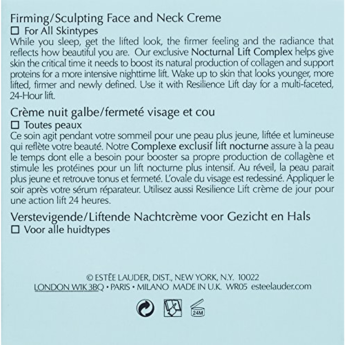 Estee Lauder Resilience Night Firming/Sculpting Face/Neck Creme (All Skin Types) for Unisex, 1.7 Ounce