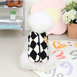 Petvins Dog Coat for Small Medium Dogs, Coral Fleece Dog Pajamas Clothes, Winter Costume for Puppy Cat, Black and White