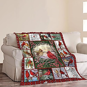 reoqeosy Cardinal Blanket Christmas Bird Throw Blanket Cardinal Gifts for Girls Woman Kids Cozy Comfort Soft Plush Fleece Flannel Blanket for Couch Sofa Bed 40"x50"
