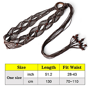 Suyi Boho Braid Belt for Women Bohemian Woven Waist Belts for Dress 170CM Coffee 4