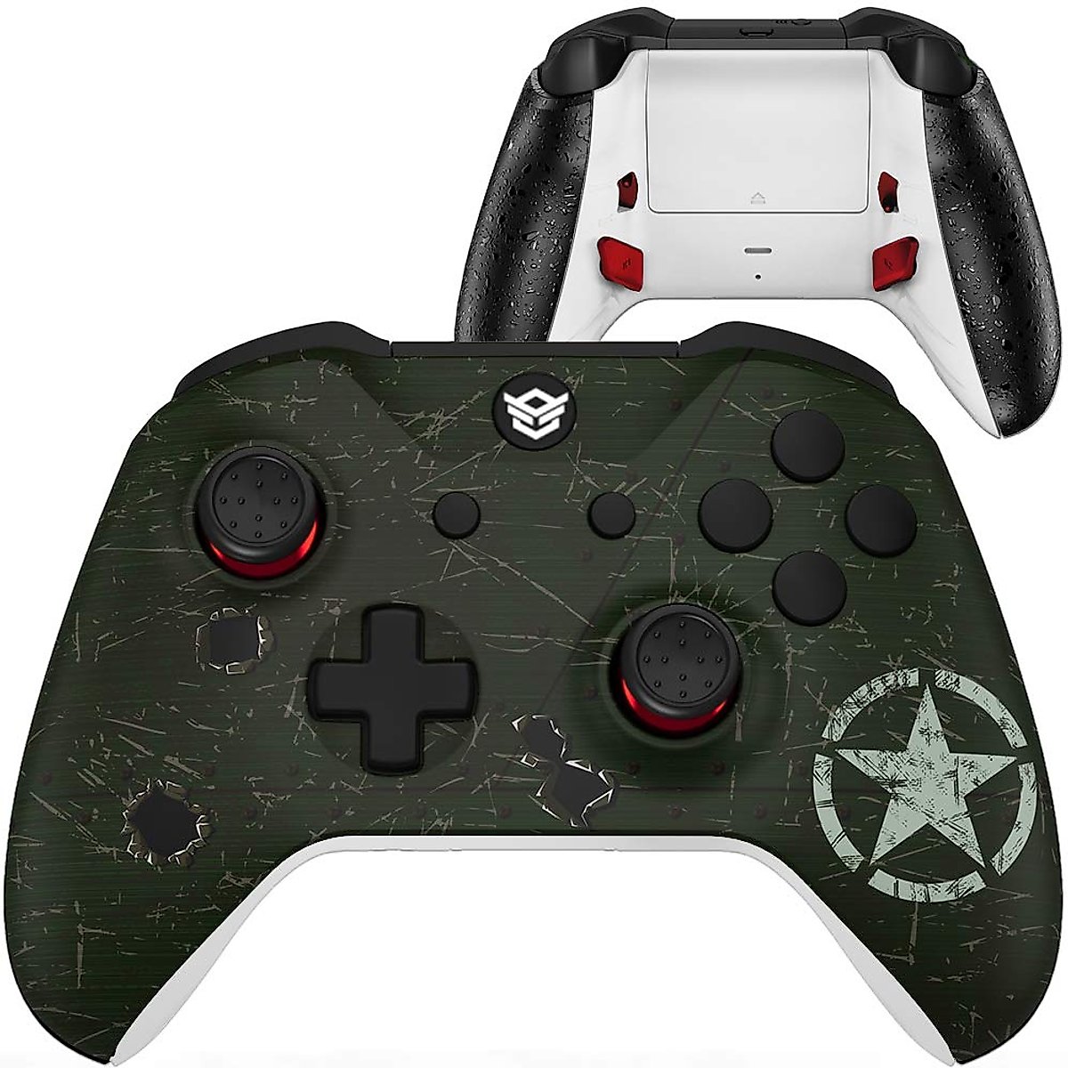 HexGaming Custom Esport Blade Controller 2 Paddle Buttons & Interchangeable Thumbsticks & Triggers Stop Compatible with Xbox Series X/S Custom Controller PC Wireles FPS Gaming Gamepad - WWII US