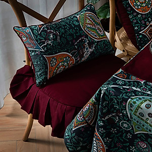 XSlive Solid Ruffled Chair Pad with Ties,Comfortable Non Slip Seat Cushion Kitchen Dining Decor Chair Cushion with Removable Cover (Burgundy,18"x18")