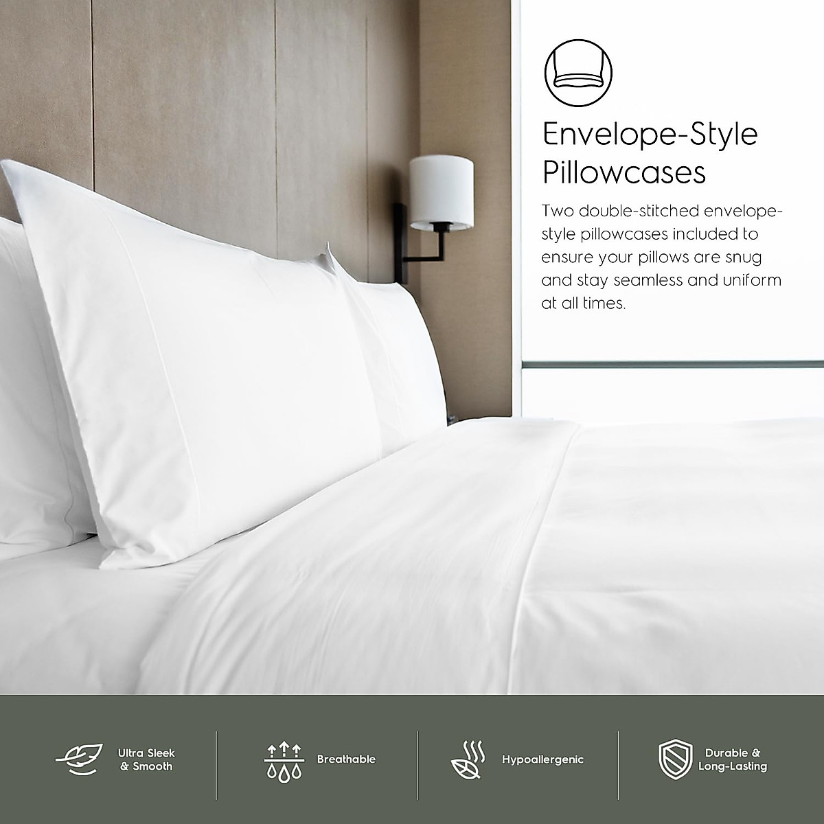 Tafts Duvet Cover Set, King Size - 100% Viscose Duvet Set - 400TC Duvet & 2 Pillow Shams - 3 Pieces - Silk Feel, Cooling, Anti-Static (Cool White)