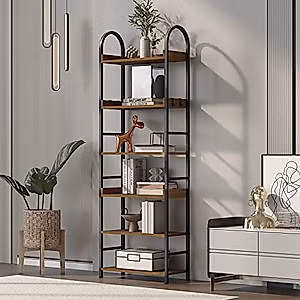 70.8 Inch Tall Book shelf Bookcase Shelving Unit for Office Organization and Storage Bookshelf,6 Tier Bookcase Tall,Storage Ladder Shelf,Multifunctional Standing Shelf for Book/Room,Rustic Brown