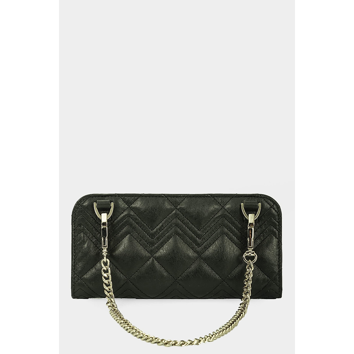 VELEZ Leather RFID Blocking Wallet - Designer Wallets for Women - Long Wristlet Clutch with Chain Black