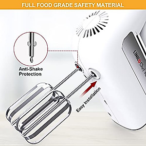 LINKChef Hand Mixer Electric, Handheld Mixers for Cake, Dough, Kitchen Baking, 5-Speed with Turbo & Eject Button, 6 Accessories with Beaters, Whisk, Dough Hooks, Storage Case