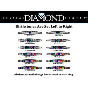 Central Diamond Center Oval Rope Mothers Ring 1 to 12 Simulated Birthstones- 10k White Gold - Size 9