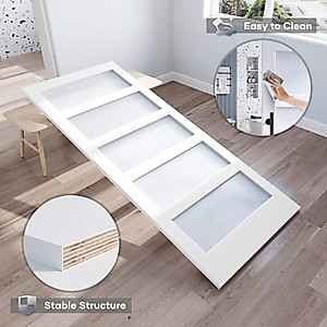 ROYMELO 48x84 Inch Glass Sliding Barn Door Slab and 8ft Hardware Kit Included, 5 Frosted Glass, LVL Wood Panel Covered with White Water-Proof Scratch-Proof PVC Surface, Simple DIY Assembly