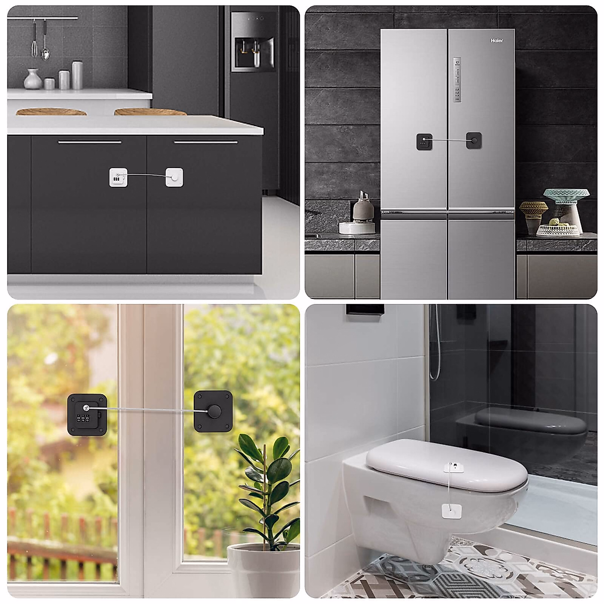 High-end Fridge Lock, Keep Your Food and Kids Safe with Our Refrigerator Lock - No Keys Needed, Combination Lock for Fridge, Pantry, and Cabinet (Pads Size: 2.6 x 2.6 in)