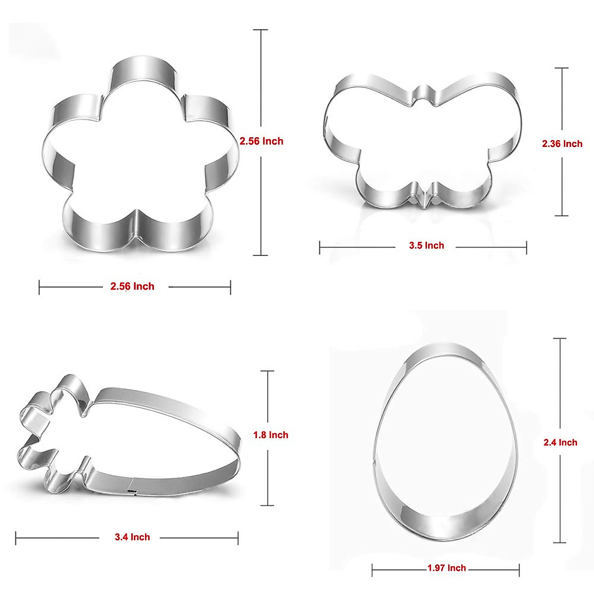 Easter Cookie Cutter Set - 7 piece - Egg, Carrot, Bunny, Flower, Chick, Bunny Face and Butterfly