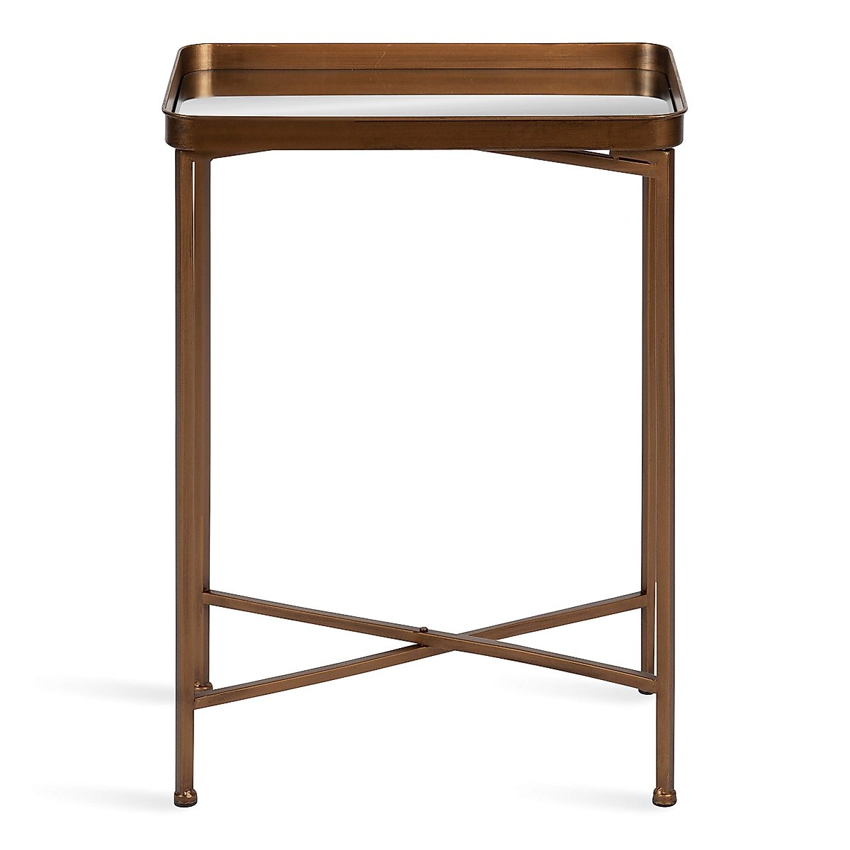 Kate and Laurel Celia Modern Mirrored Tray Side Table, 18 x 12 x 26, Dark Bronze, Foldable Rectangular End Table for Storage and Display