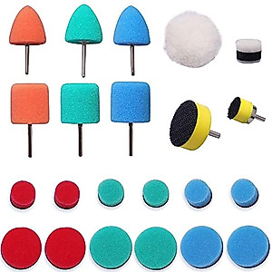 SI FANG 22 Pcs Mini Buffing Polishing Pads Kit, Car Detail Mini Polisher Foam Pads for Rotary Tools Tight Area Detailing Polishing Waxing & Sealing Glaze, Car Headlights Door Handles Scratch