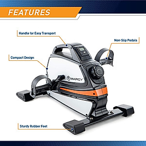 Marcy Portable Magnetic Mini Cycle Compact Under-Desk Pedal Cardio Exerciser NS-9200, Black Orange White, One Size