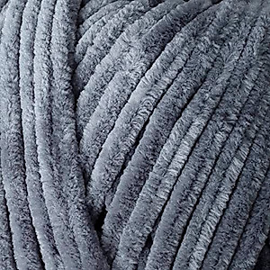 2 Skein La Mia Mellow Velvet Chenille Yarn for Knitting and Crocheting Baby Clothes, Blankets and Accessories, 100% Polyester, 100 gr (3.5 oz) / 115 m (125 Yards), Super Bulky, Grey - 905