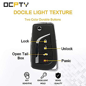 OCPTY 1 X Flip Key Entry Remote Control Key Fob Transmitter Replacement for 2018 for Toyota Camry 4 Buttons 315 Mhz