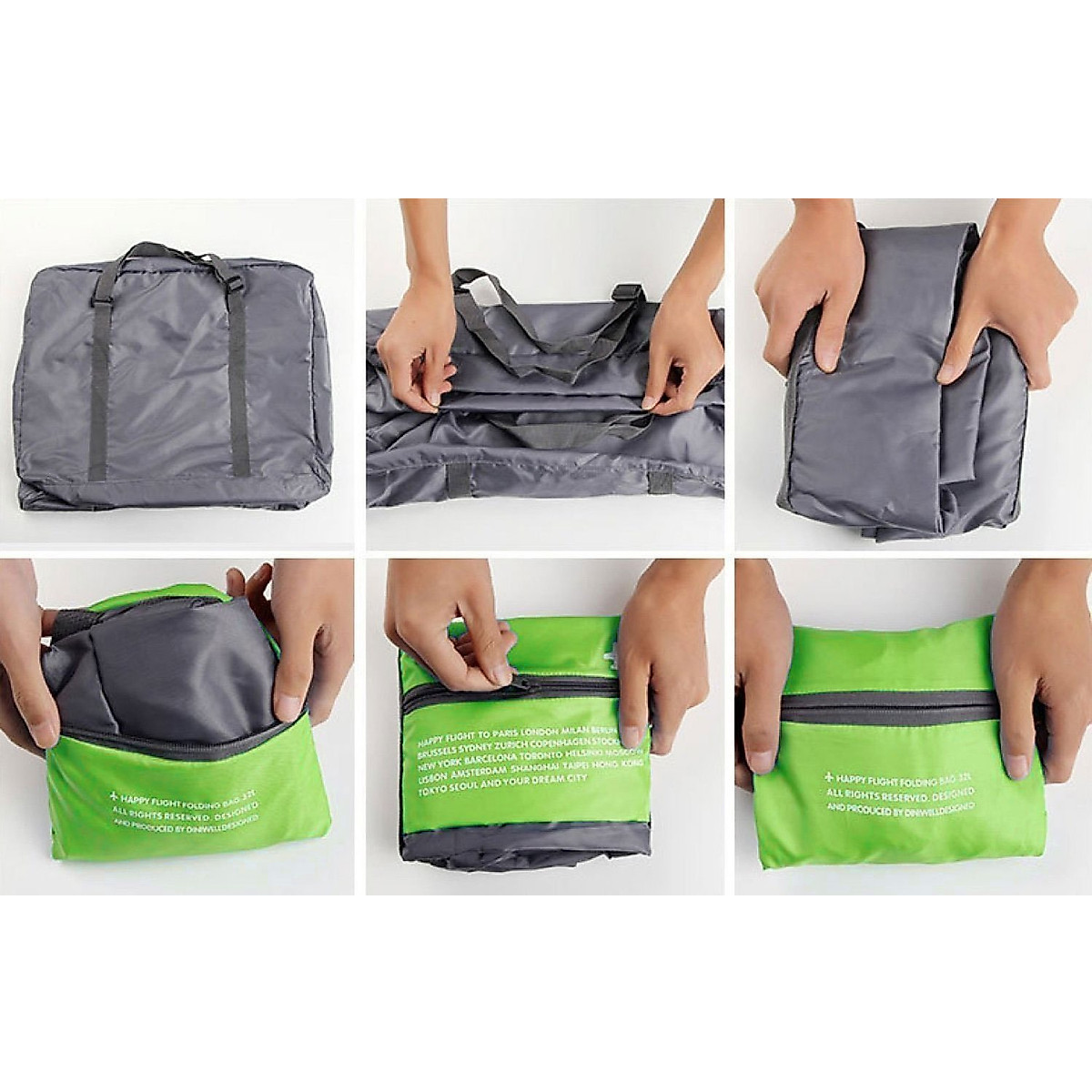 ORICSSON 32L Extra Waterproof Packable Duffel Storage Gym Bag for Carry on Luggage(Green)