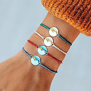 Pura Vida Silver Reversible Twin Peaks Bracelet - 100% Waterproof, Adjustable Band - Dark Red