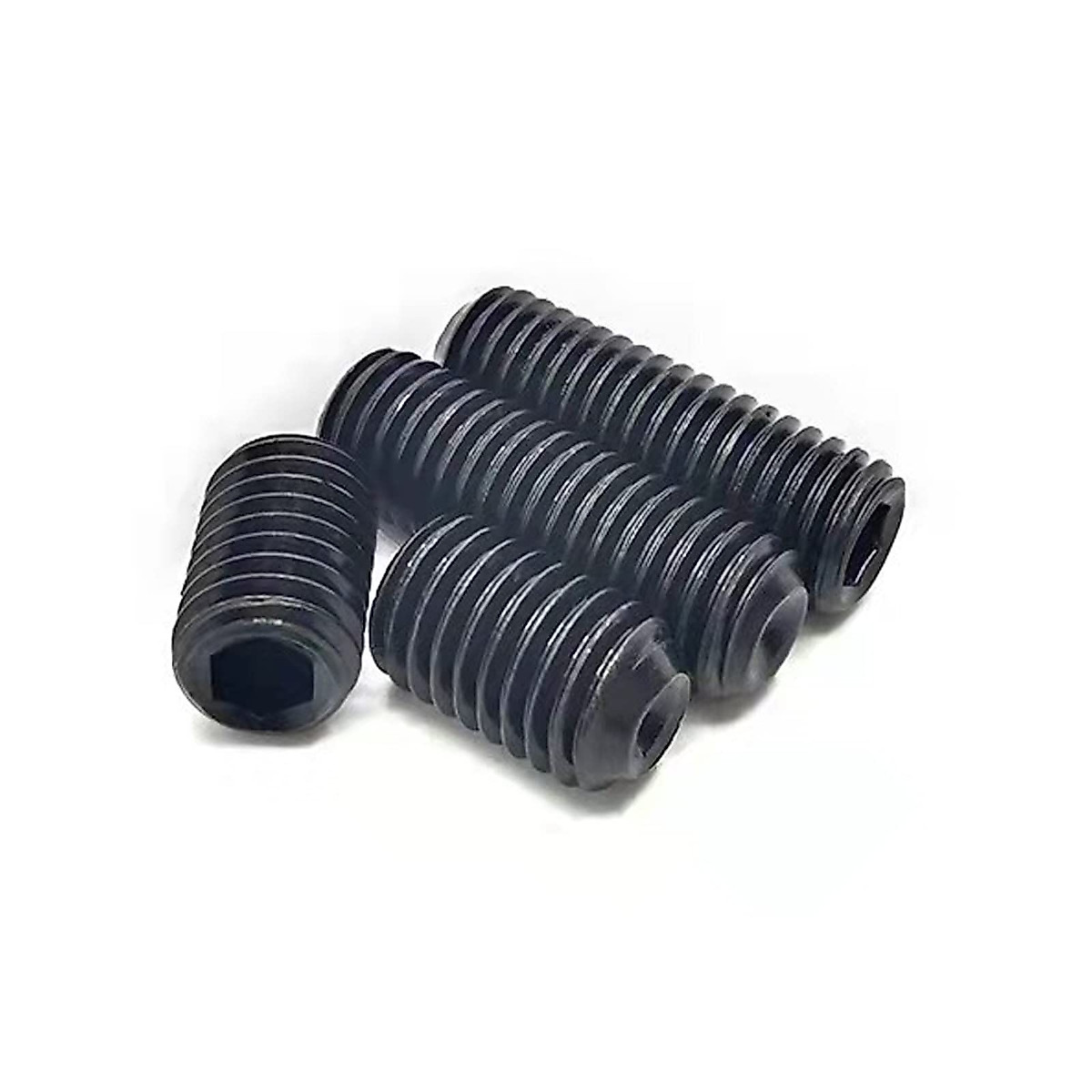 M3-0.5 x 4mm Black Hex Socket Set Grub Screws,Headless Cup Point,Flat Point Grub Bolt,Internal Hex Drive,Alloy Steel,12.9 Class Carbon Steel，External Thread 100 Pcs